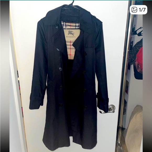 Burberry | Jackets & Coats | Authentic Black Burberry Raincoat With ...